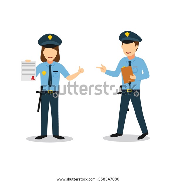 Couple Police Character Design Vector Flat: vector de stock (libre de ...