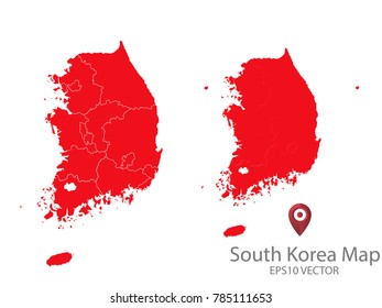 Red South Korea Map Illustration: vector de stock (libre de regalías ...