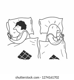 Couple Sleeping Bed Back Back Top Stock Vector (Royalty Free ...