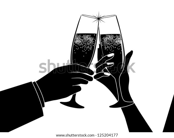 Couple Toasting Silhouette Stock Vector (Royalty Free) 125204177