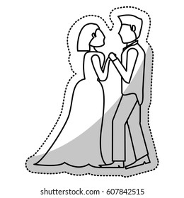 Couple Wedding Holding Hands Romantic Outline Stock Vector (Royalty ...