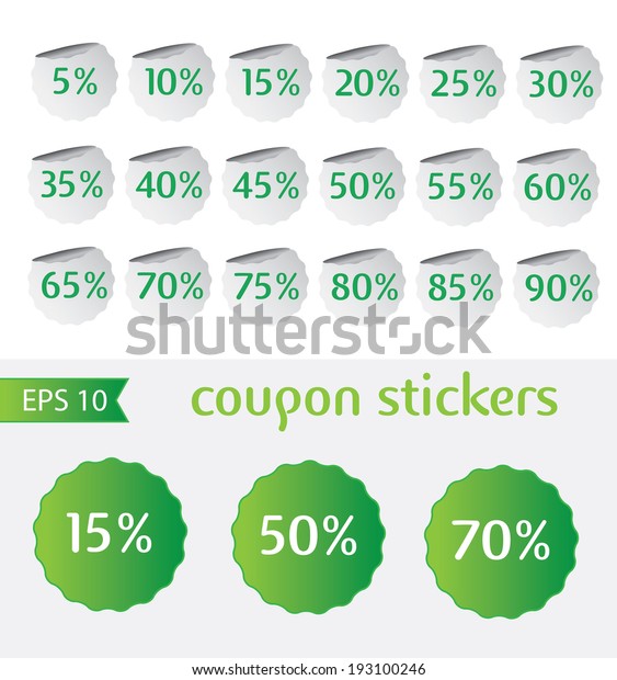Coupon Stickers Green Stock Vector (Royalty Free) 193100246 | Shutterstock