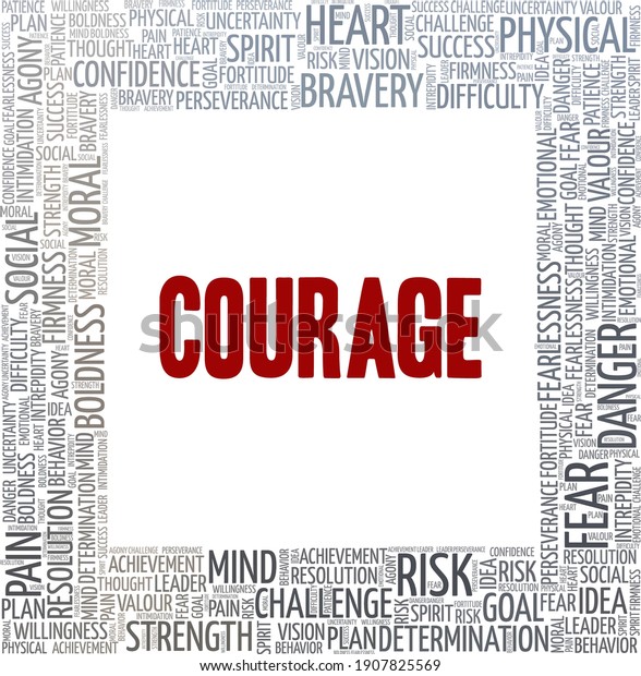 Courage Word Cloud Vector Illustration Isolated Stock Vector (Royalty ...