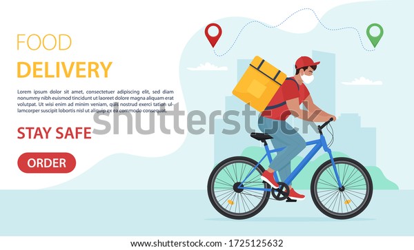 Courier On Bicycle Parcel Box Bike Stock Vector (Royalty Free) 1725125632
