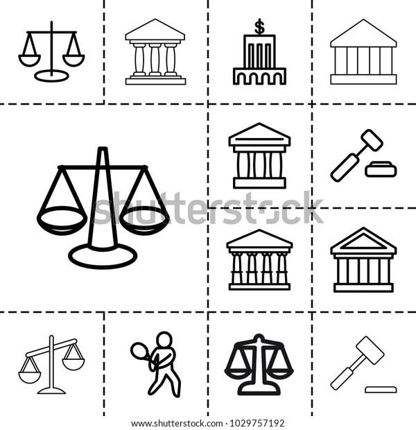 Court Icons Set 13 Editable Outline Stock Vector (Royalty Free ...