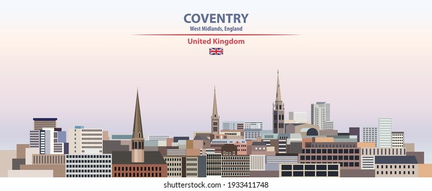 Coventry Cityscape On Sunset Sky Background Stock Vector (Royalty Free ...