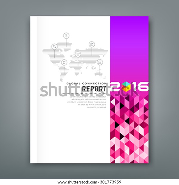 Cover annual report world map connections with violet gradient ...