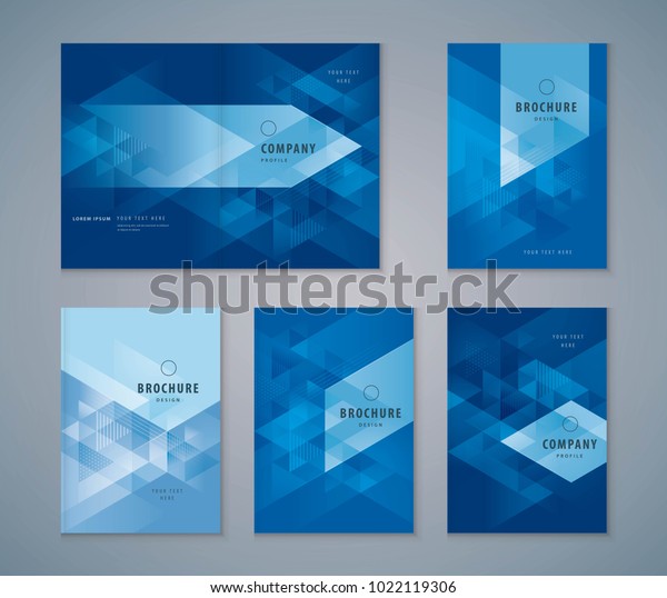 Cover Book Design Set Blue Triangle Stock Vector (Royalty Free) 1022119306