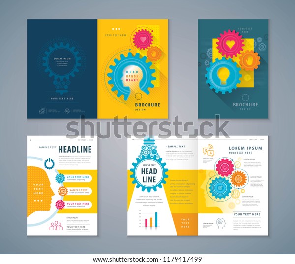 Cover Book Design Set Human Head Stock Vector (Royalty Free) 1179417499 ...