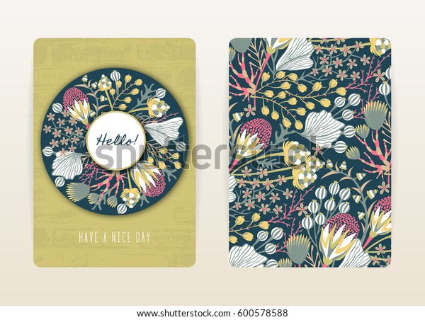 Cover Design Floral Pattern Hand Drawn Stock Vector (Royalty Free ...