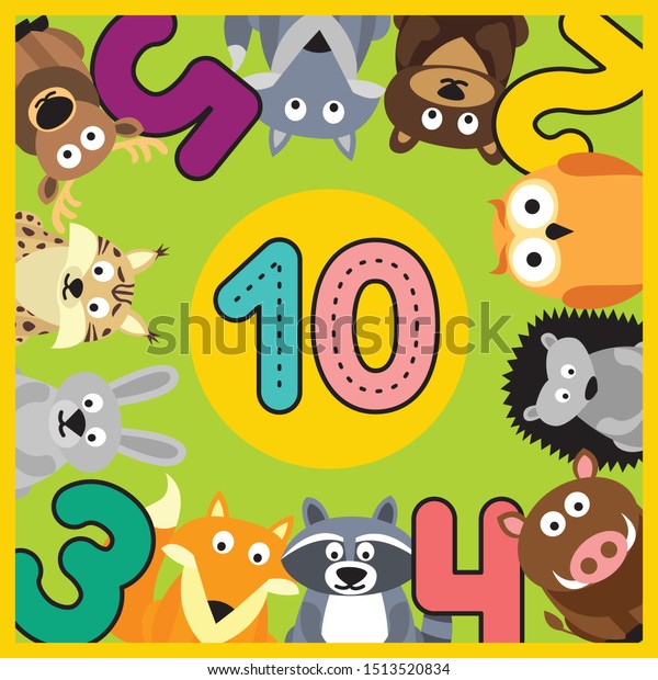 Cover Set Numbers Animals 1 10 Stock Vector (Royalty Free) 1513520834
