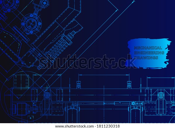 Cover. Vector engineering drawing. Mechanical instrument making - Stock ...