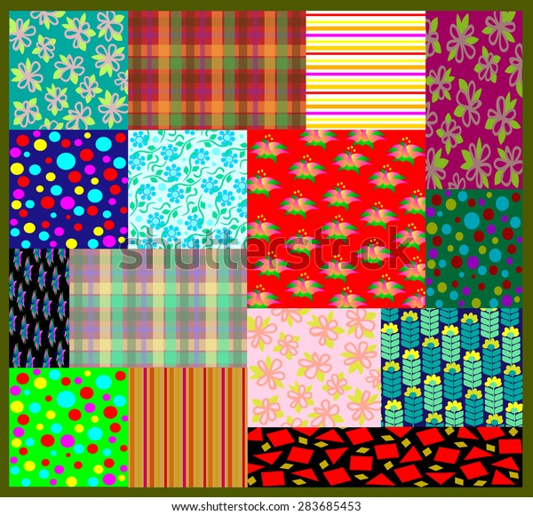 Coverlet Pieces Cloth Different Patterns Vector Stock Vector (Royalty ...