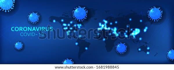 Covid19 Bacteria World Map Infected Locations: стоковая векторная ...