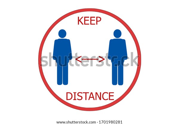 Covid19 Caution Keep Distance Sign Stock Vector (Royalty Free ...