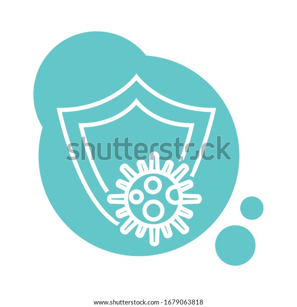 Covid19 Virus Particle Shield Block Style Stock Vector (Royalty Free ...