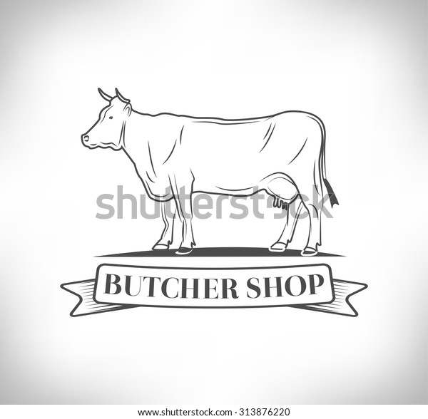 Cow Butcher Shop Stock Vector (Royalty Free) 313876220 | Shutterstock