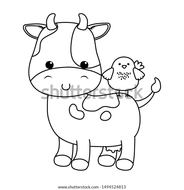 Cow Chicken Cartoon Vector Design Stock Vector (Royalty Free ...