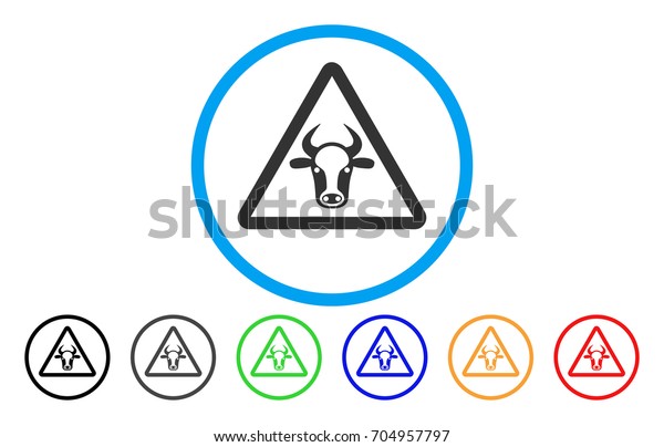 Cow Danger Vector Rounded Icon Image Stock Vector (Royalty Free ...