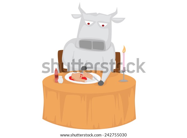 Cow Eating Humans Hand Stock Vector (Royalty Free) 242755030 | Shutterstock