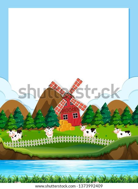 Cow Farm Border Template Illustration Stock Vector (Royalty Free ...