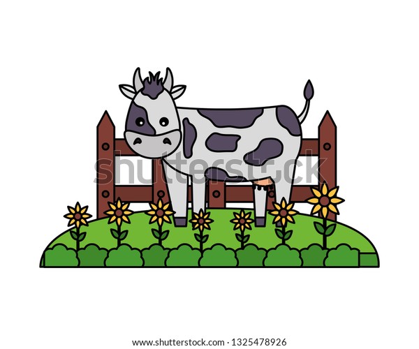 Cow Fence Farm Stock Vector (Royalty Free) 1325478926 | Shutterstock