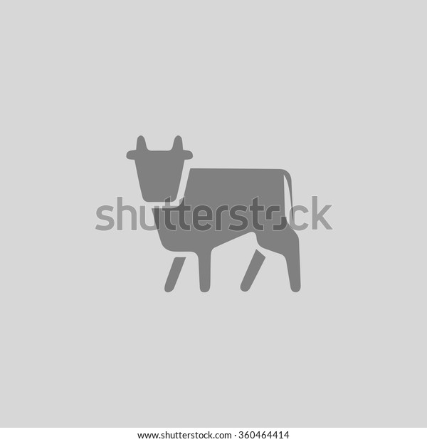 Cow Grey Flat Icon On Gray Stock Vector (Royalty Free) 360464414 ...