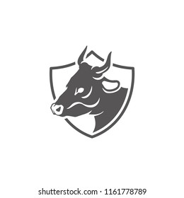 Cow Head Shield Silhouette Vector Illustration Stock Vector (Royalty ...