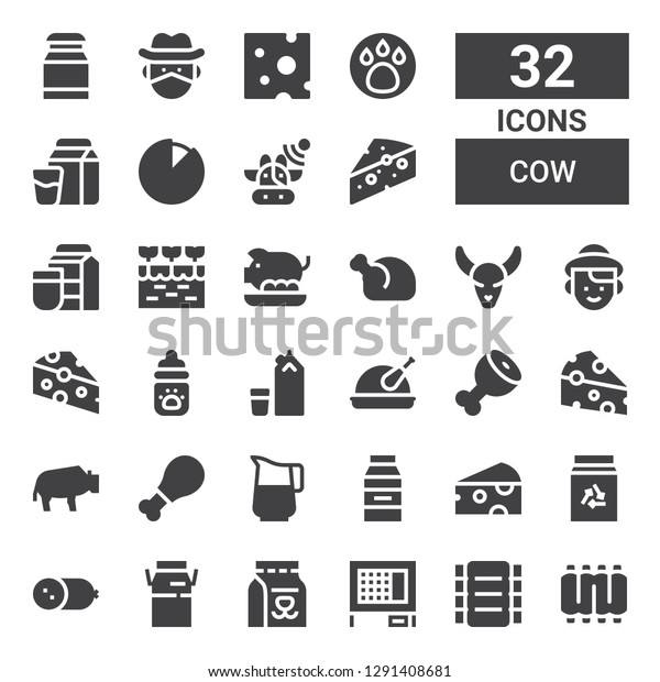Cow Icon Set Collection 32 Filled Stock Vector (Royalty Free ...