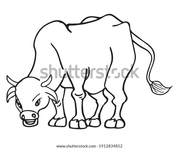 Cow Line Vector Illustration Isolated On Stock Vector (Royalty Free ...