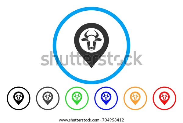 Cow Map Marker Vector Rounded Icon Stock Vector (Royalty Free ...