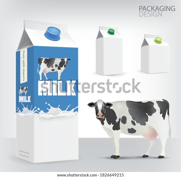Cow Milk Packaging Designblueillustration Vector Stock Vector (Royalty ...