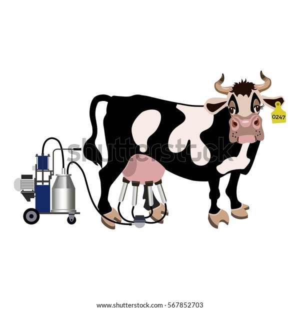 Cow Milking Machine Vector Illustration Stock Vector (Royalty Free ...