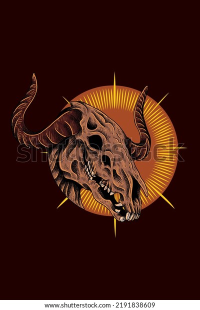 Cow Monster Skull Vector Illustration Stock Vector (Royalty Free ...