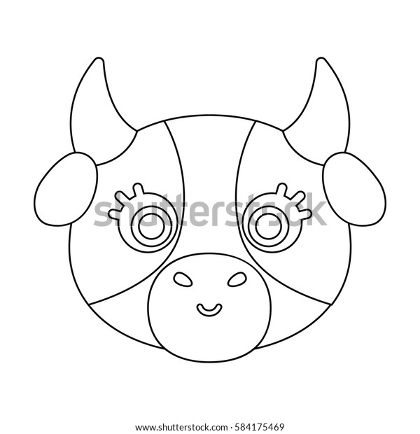 Cow Muzzle Icon Outline Style Isolated Stock Vector (Royalty Free ...
