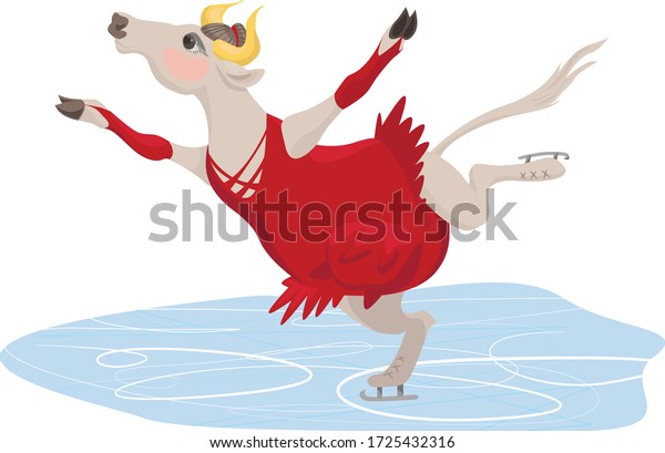 Cow On Ice Cow Skating Vector Stock Vector (Royalty Free) 1725432316 ...