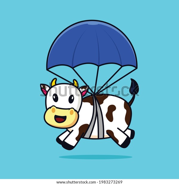 Cow On Parachute Vector Design Stock Vector (Royalty Free) 1983273269 ...
