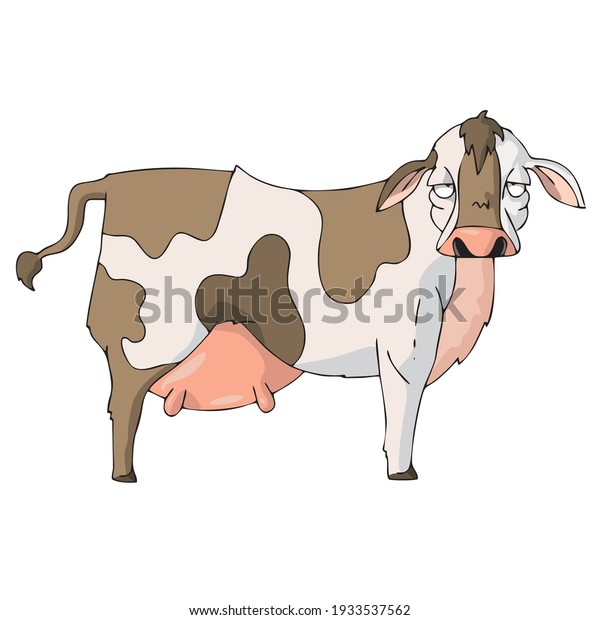 Cow On White Background Cute Cartoon Stock Vector (Royalty Free ...