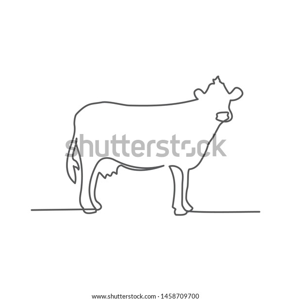 Cow One Line Drawing On White Stock Vector (Royalty Free) 1458709700