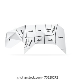 Cow Origami Specified Type Meat Stock Vector (Royalty Free) 73820272 ...