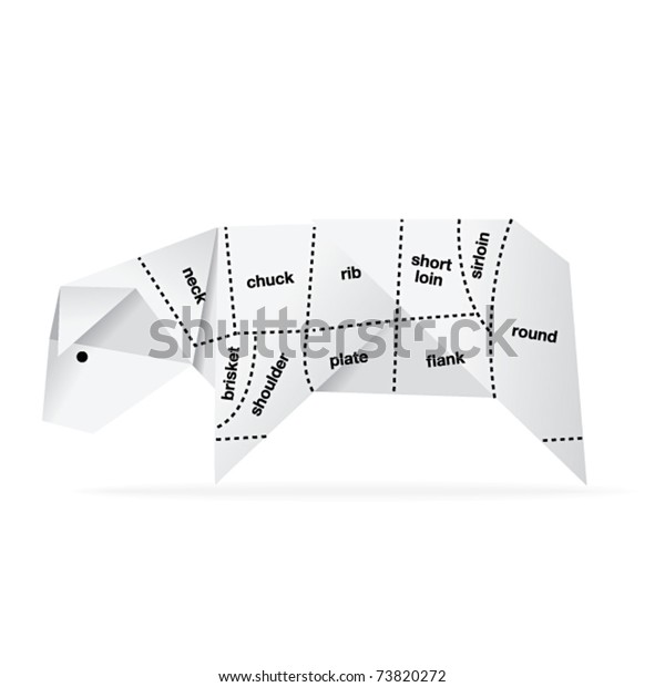 Cow Origami Specified Type Meat Stock Vector (Royalty Free) 73820272 ...