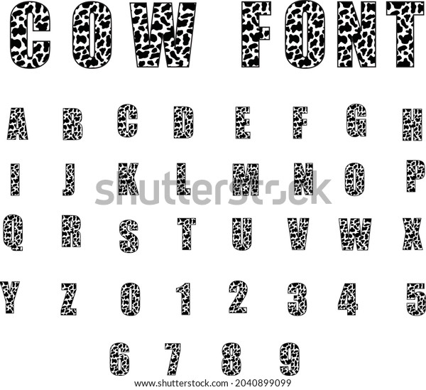 Cow Print Font Cow Pattern Print Stock Vector (Royalty Free) 2040899099 ...