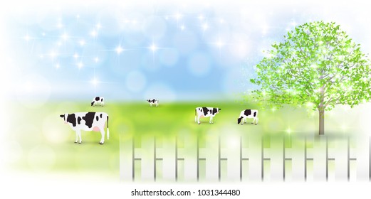 Cow Ranch Landscape Background Stock Vector (Royalty Free) 1031344480 ...