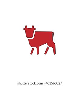 Cow Red Flat Simple Modern Illustration Stock Vector (Royalty Free ...