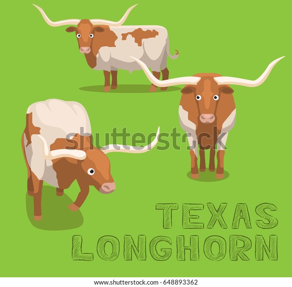Cow Texas Longhorn Cartoon Vector Illustration Stock Vector (Royalty ...