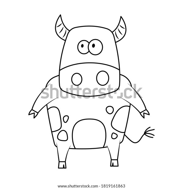 Cow Vector Illustration Cartoon Coloring Page: เวกเตอร์สต็อก (ปลอดค่า ...