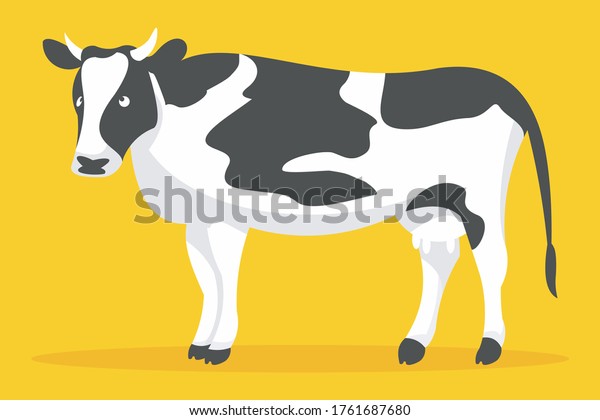 Cow Vector Illustration Flat Yellow Background Stock Vector (Royalty ...