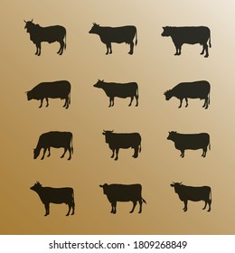 Cow Vector Set On Gold Gradient Stock Vector (Royalty Free) 1809268849 ...