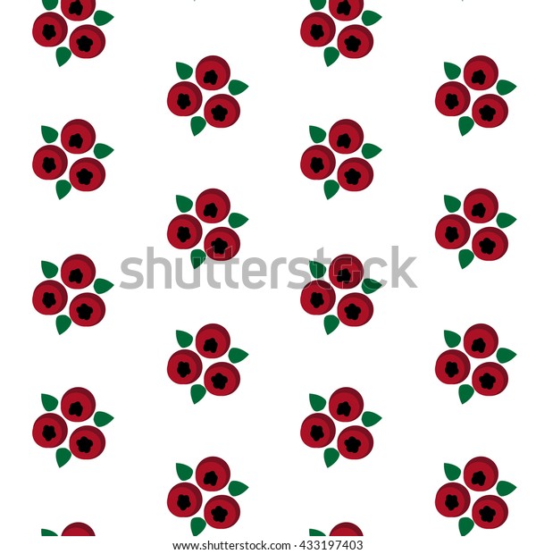 Cowberry Leaf Red Berries Pattern Seamless Stock Vector (Royalty Free ...