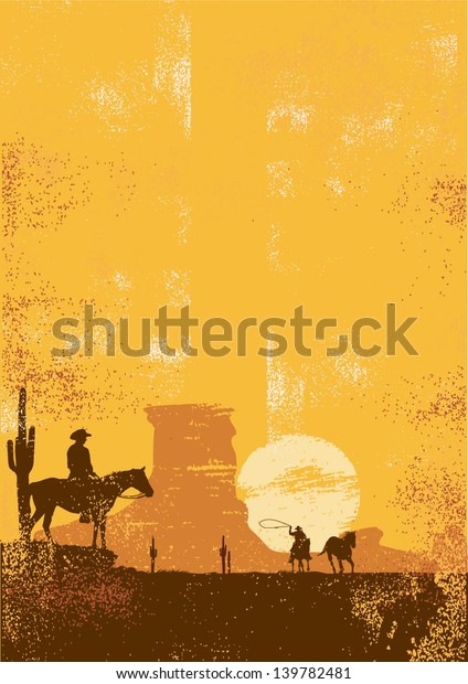 Cowboy Background Grunge Style Stock Vector (Royalty Free) 139782481 ...